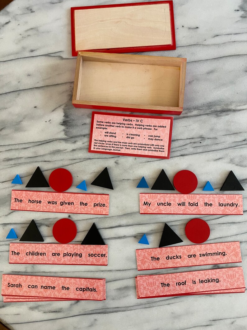Montessori Grammar Boxes - Verbs, Language, Parts of Speech - Etsy