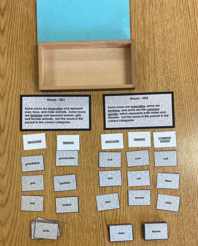 Montessori Grammar Box Cards - Etsy