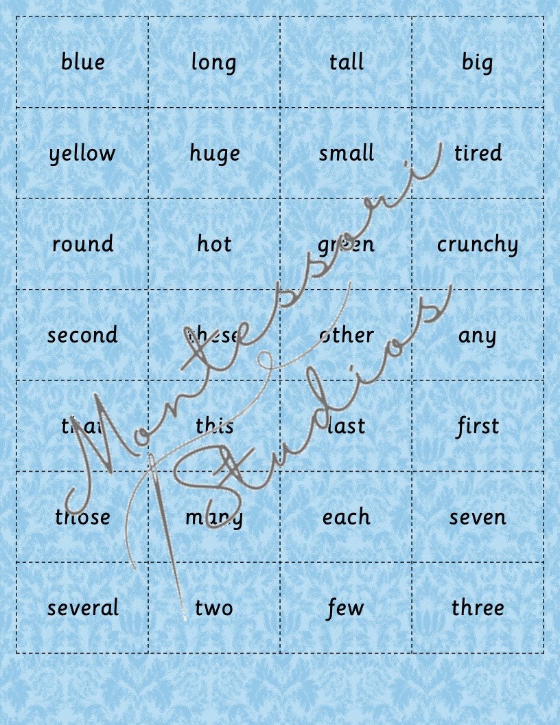 Grammar, Adjectives, Function of Words, Montessori, Language - Etsy