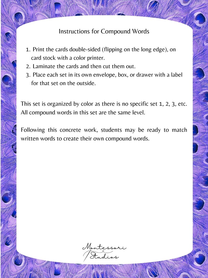 Compound Words for Pre-k to 1st Grade - Montessori - Etsy