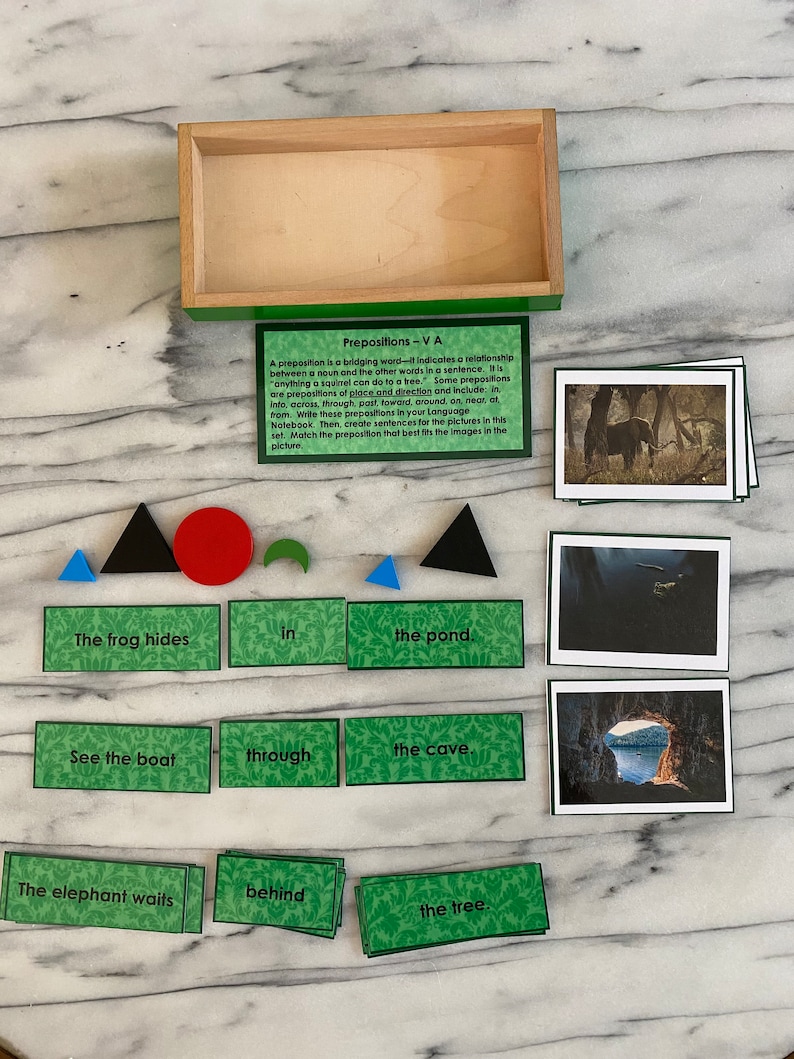 Montessori Grammar Box, Prepositions, Parts of Speech, Language - Etsy