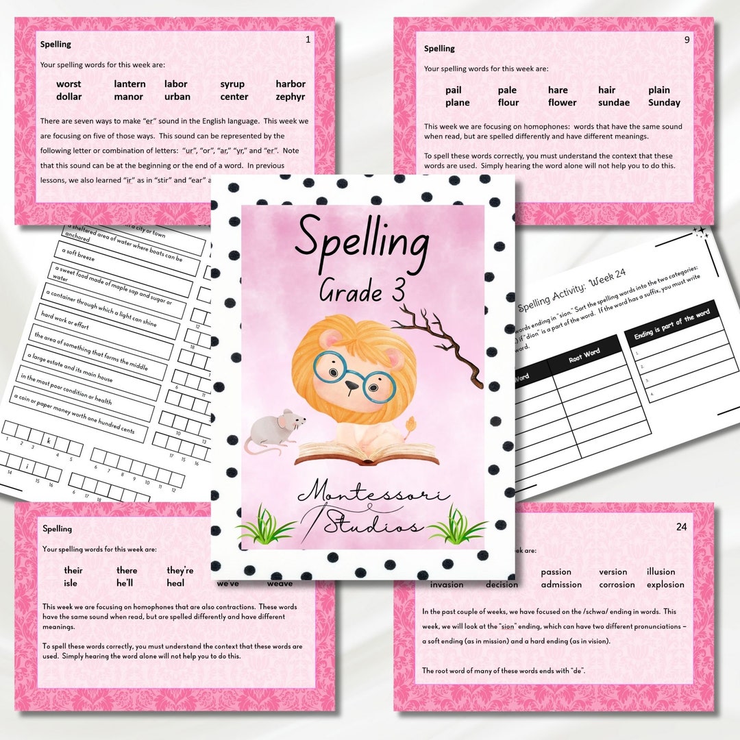 3rd Grade Spelling Curriculum - Montessori - Etsy