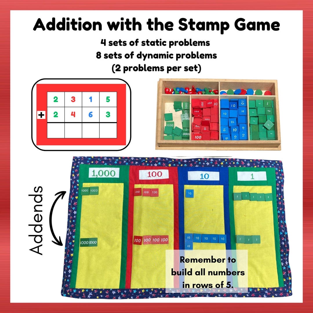 Stamp Game Mat Operation Cards - Montessori - Etsy