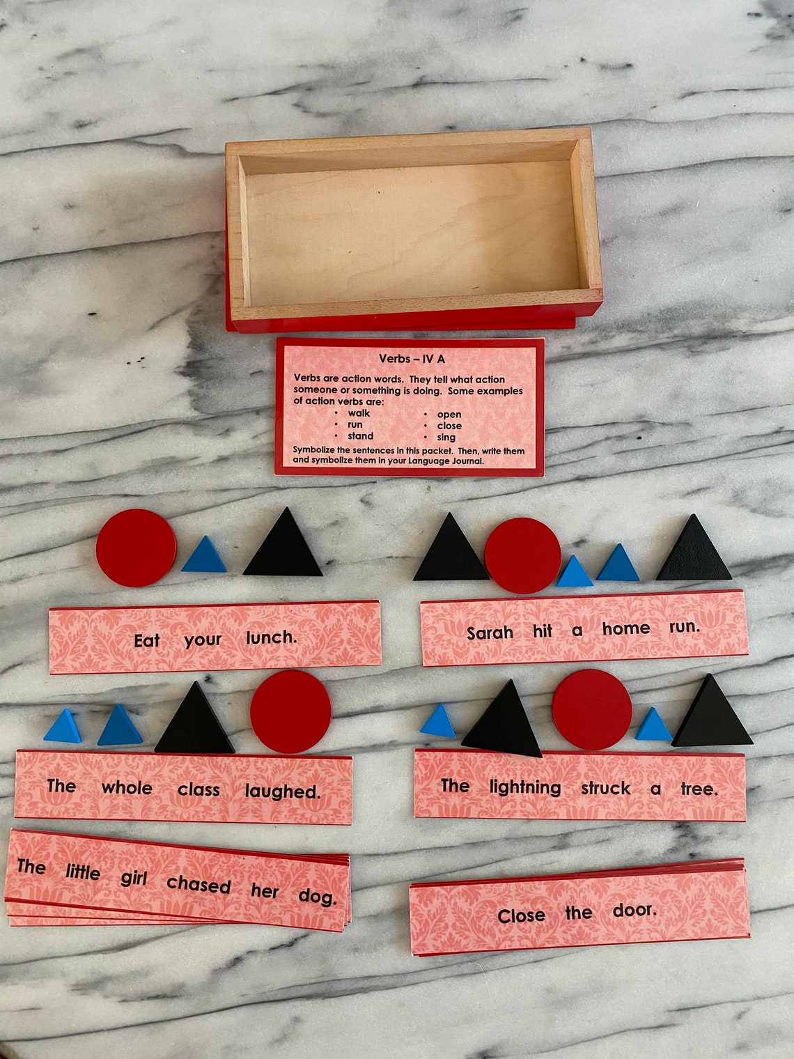 Montessori Grammar Boxes - Verbs, Language, Parts of Speech - Etsy