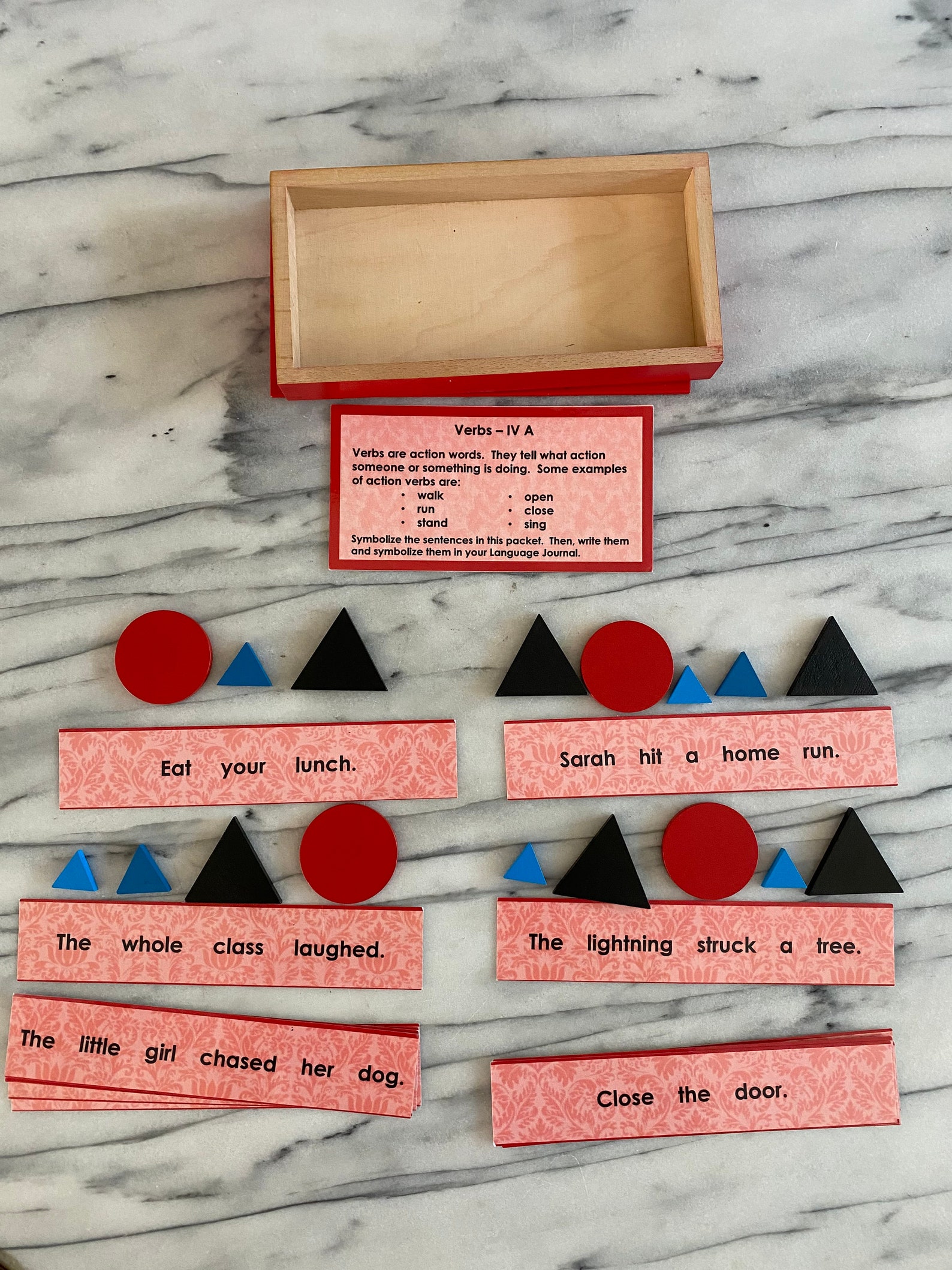 Montessori Grammar Boxes - Verbs, Language, Parts of Speech - Etsy