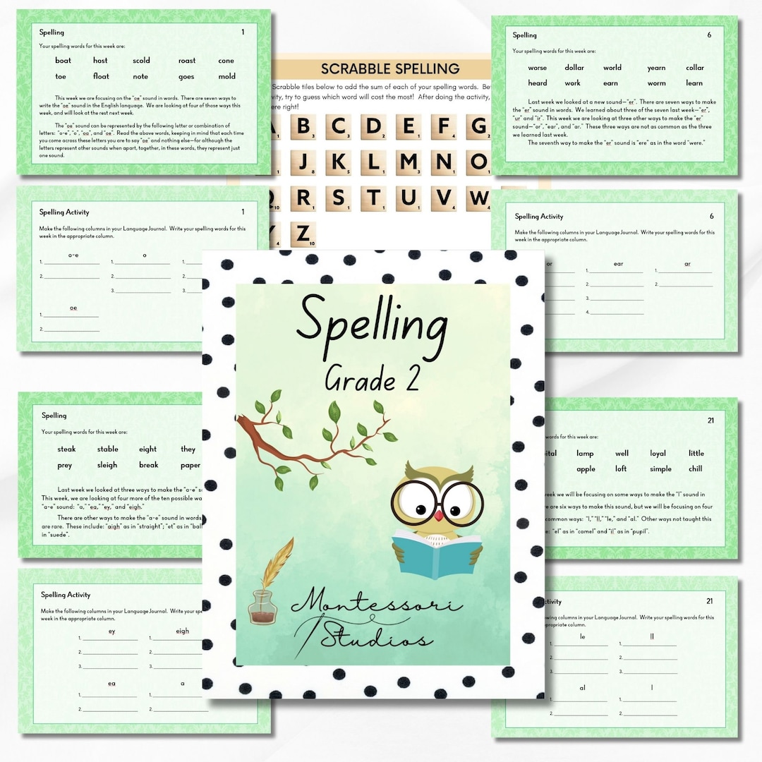 2nd Grade Spelling, Montessori - Etsy