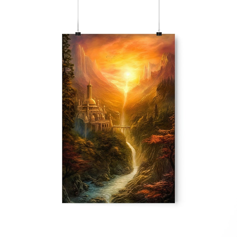 Rivendell Poster Wall Art Lord of the Rings Painting Rivendell Painting ...