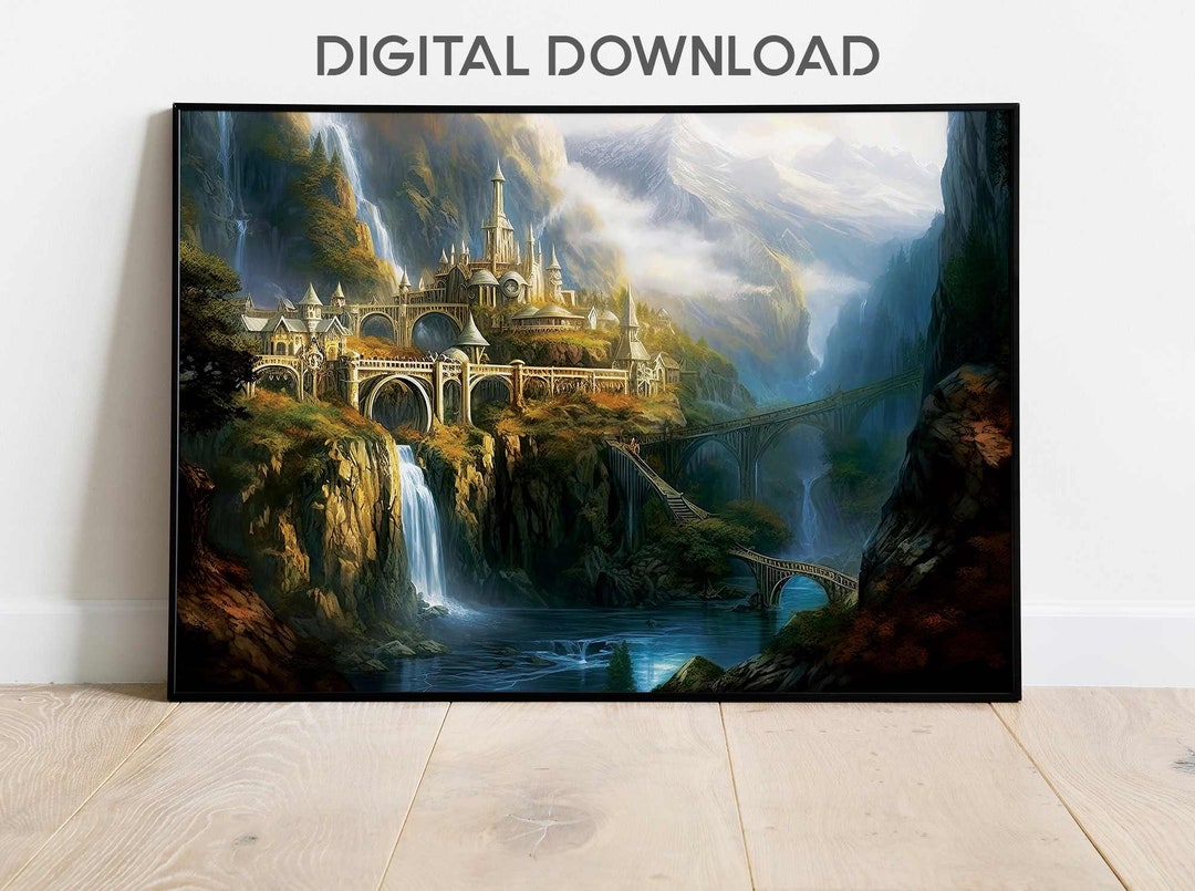 Rivendell Inspired Printable Art Lord of the Rings Painting Rivendell ...