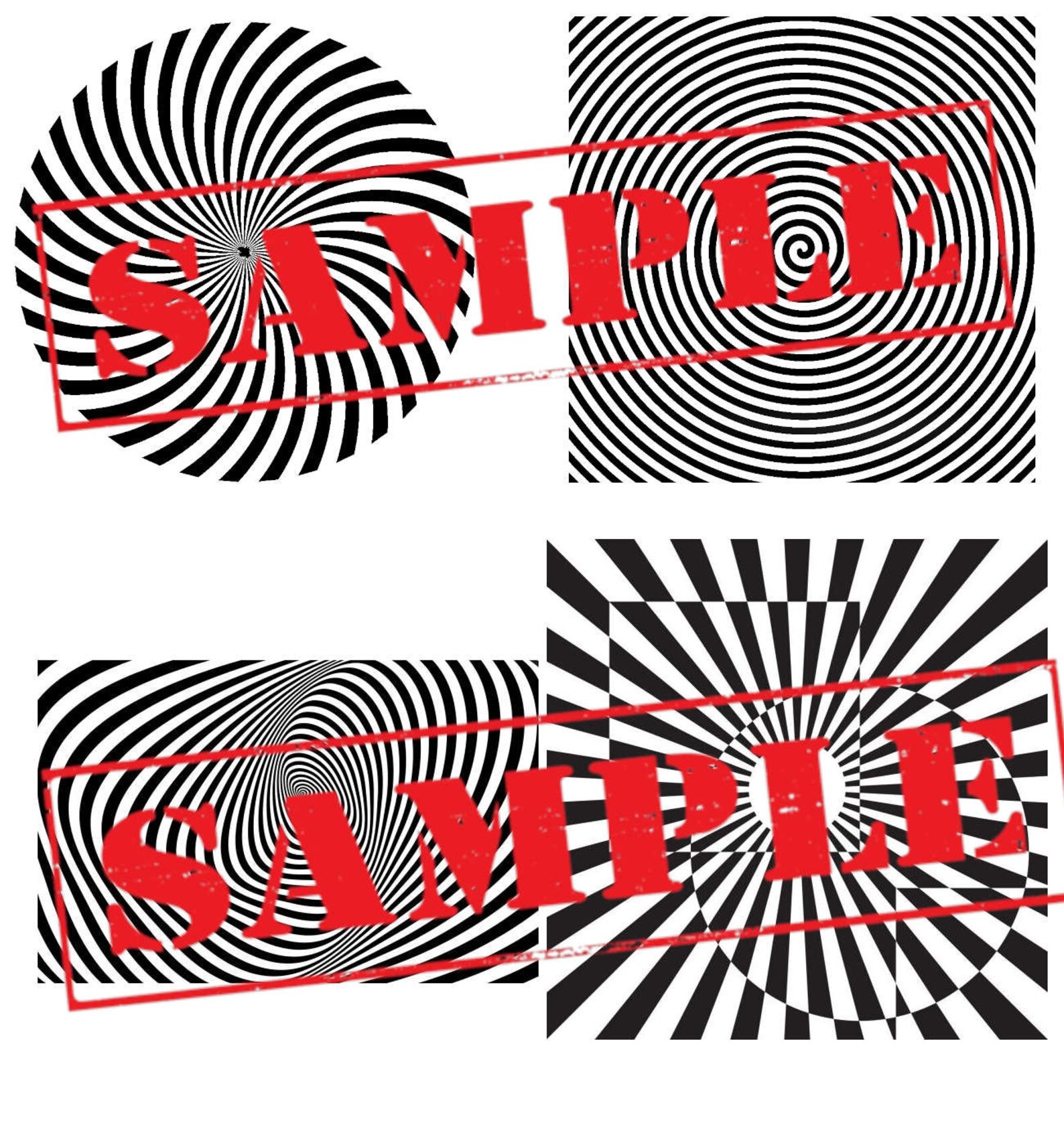 Bundle of 4 Hypnotic Spiral Designs SVG PNG File Formats Black and White Designs Hypnosis Hypnos ...