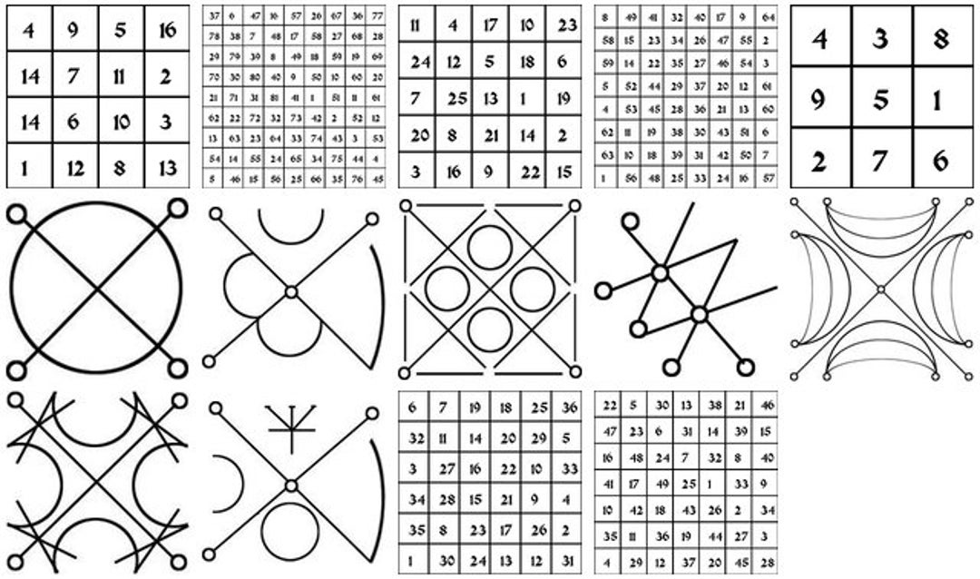The Seven Planetary Kameas and Seals Witchcraft Pack Jupiter Mercury Mars Venus Sun Moon Saturn ...