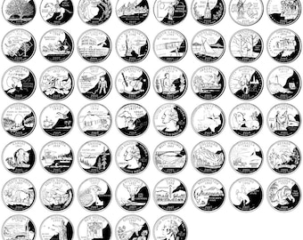 State Quarter SVG Pack of 50 State SVG Coin Collecting SVG Americana ...