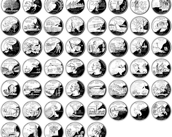 State Quarter SVG Pack of 50 State SVG Coin Collecting SVG Americana ...