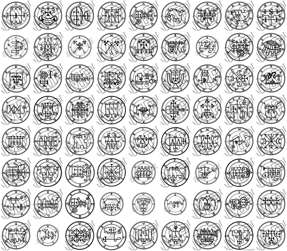 All 72 Goetia Demon Sigils Pack Goetia Occult Black Magic Etsy