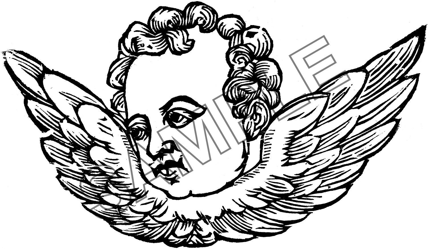 Cherub Face Woodcut Outline SVG - Etsy