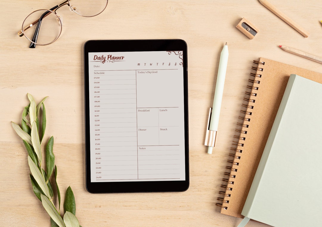 Daily Planner Printable Landscape Minimalist Daily Schedule - Etsy