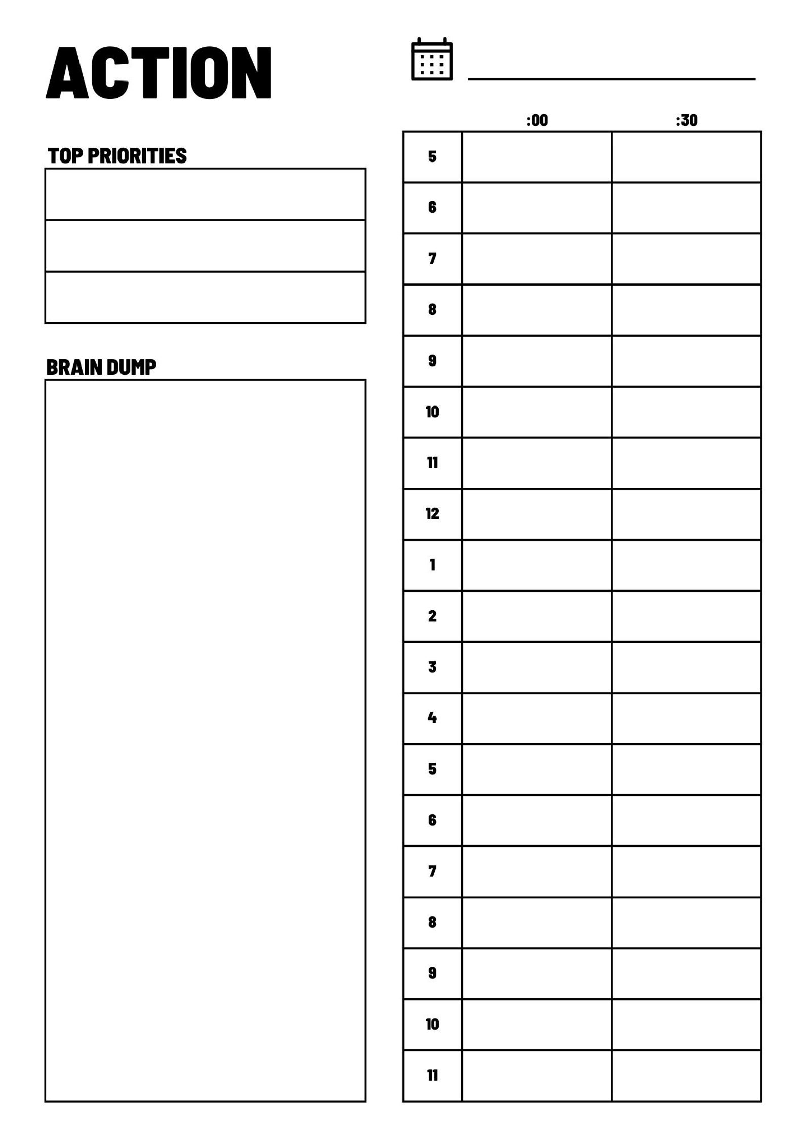 Time Blocking PDF Printable for Time Management A4 and Letter - Etsy