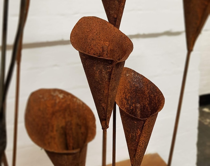 Hand Forged Calla Lily Sculpture, Blacksmith Made, Rust Finish, Zen ...
