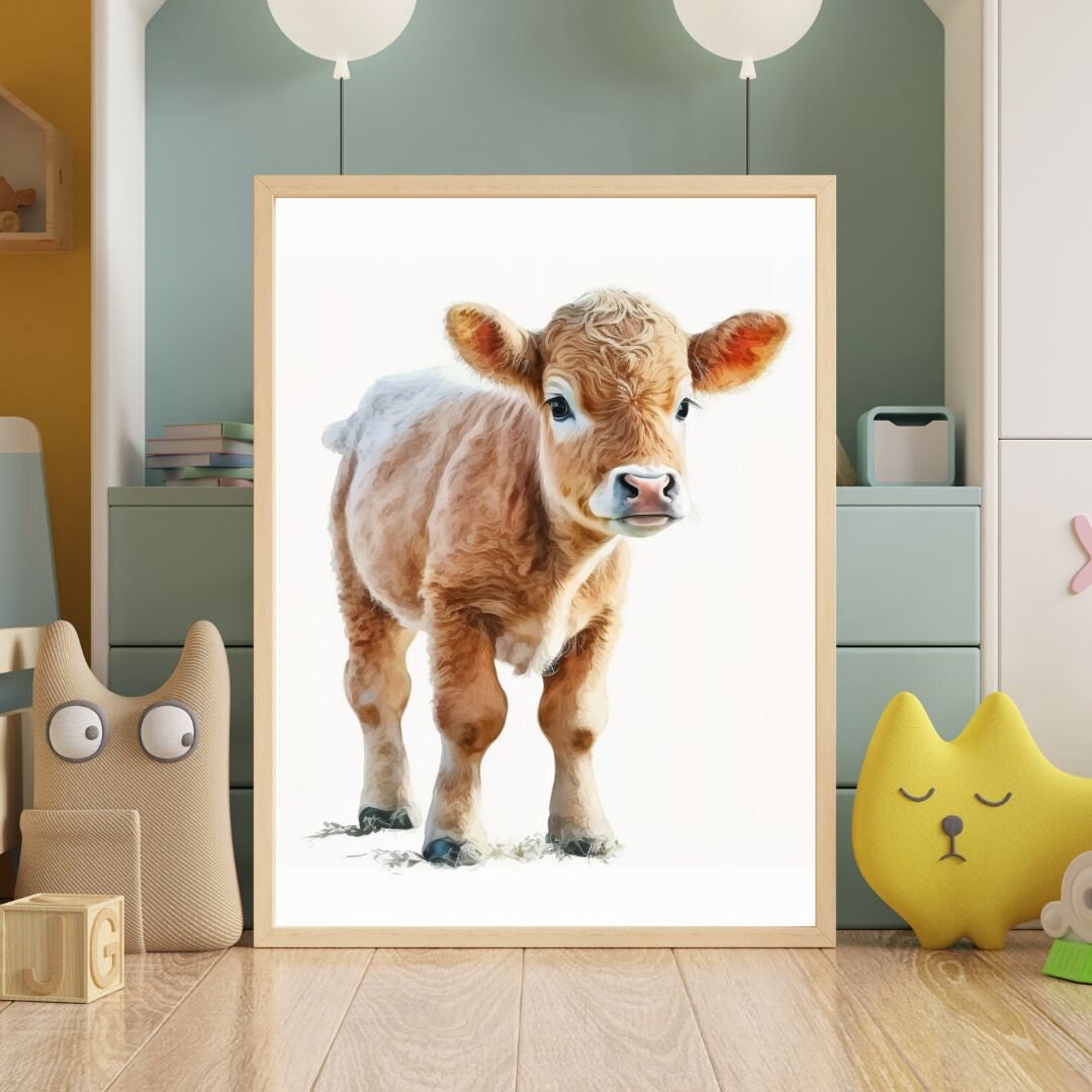 Baby Calf Printable Wall Art Nursery Wall Decor Pastel Calf - Etsy
