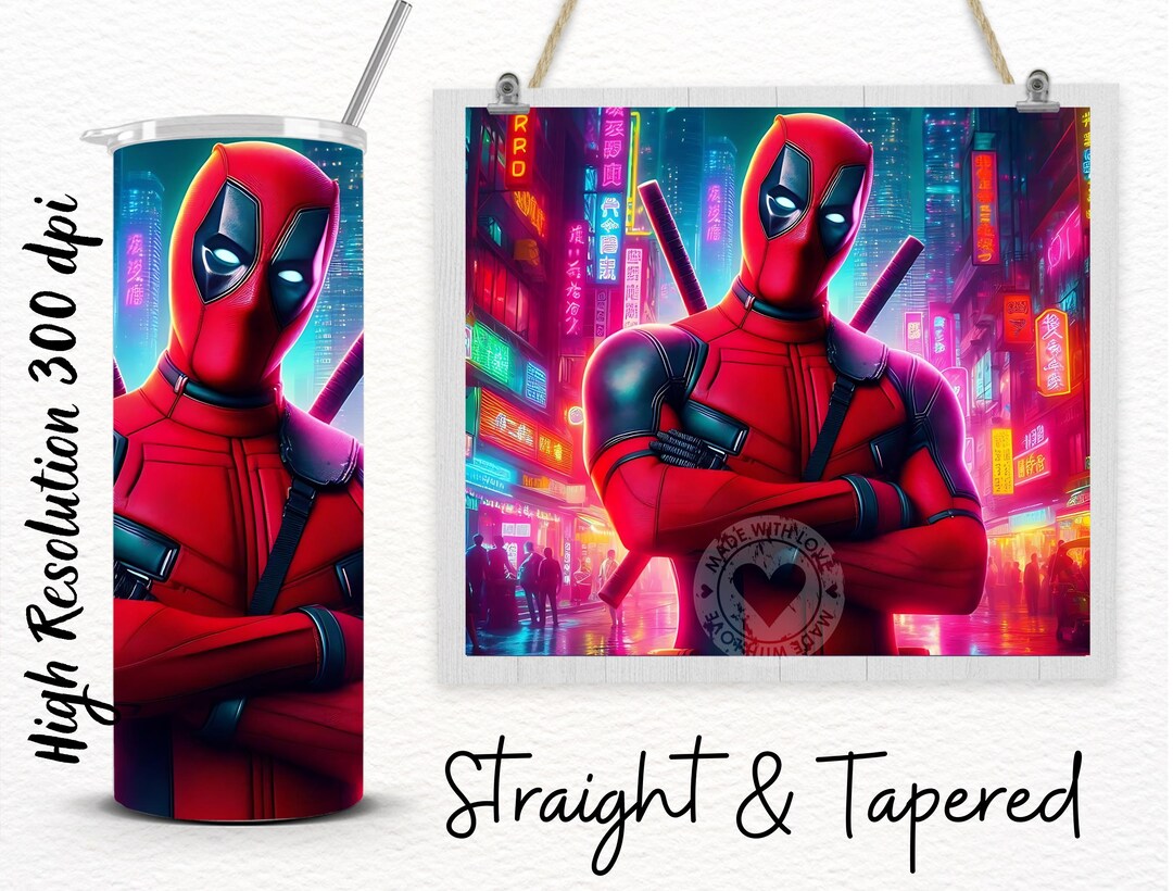 Deadpool Character Tumbler Wrap 90s Cartoon Tumbler Wrap 20 Oz Tumbler ...