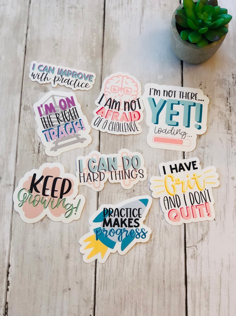 Growth Mindset Classroom Teacher Stickers Set of 8 Teacher - Etsy