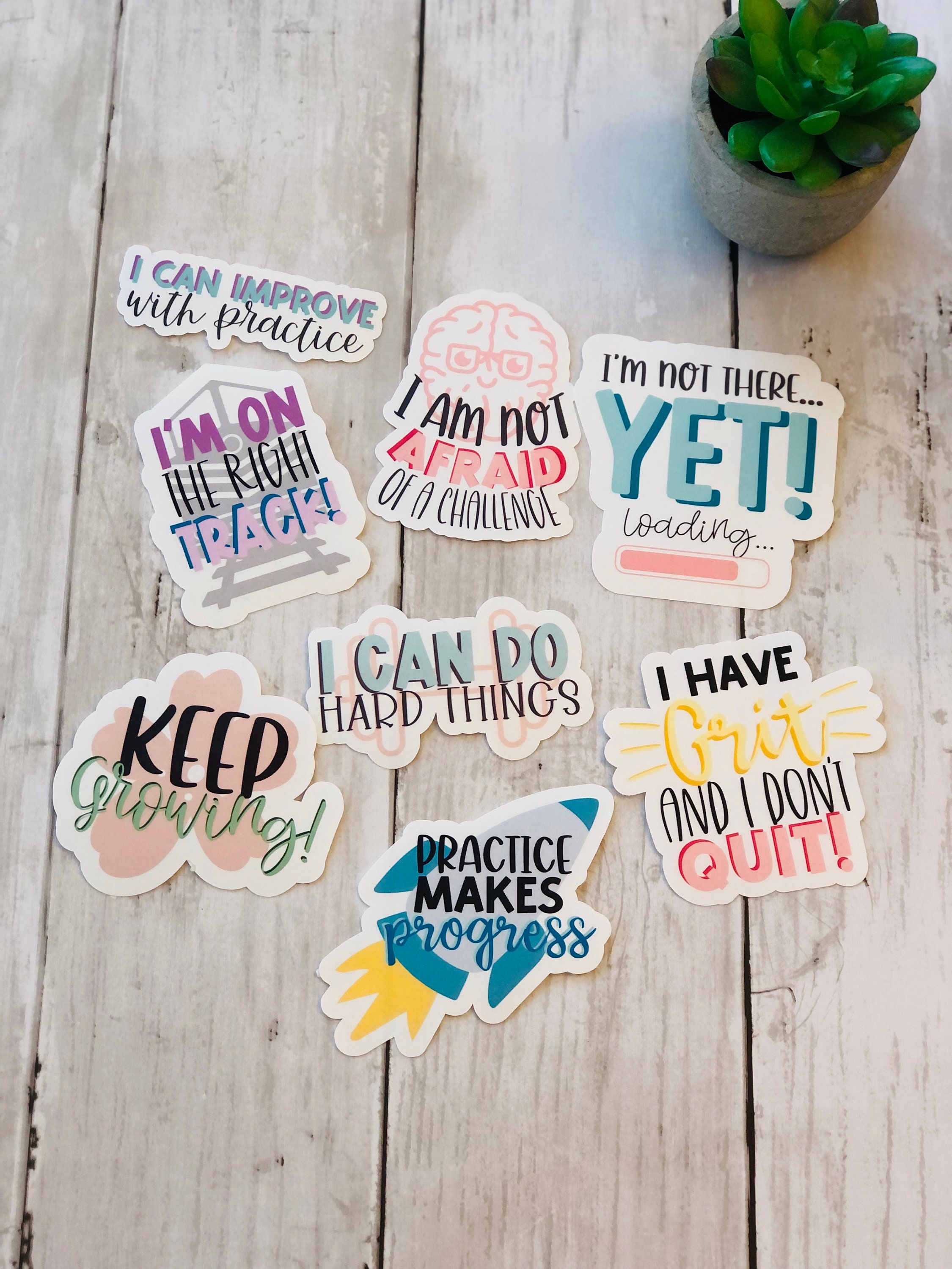 Growth Mindset Classroom Teacher Stickers Set of 8 Teacher Gifts Back ...