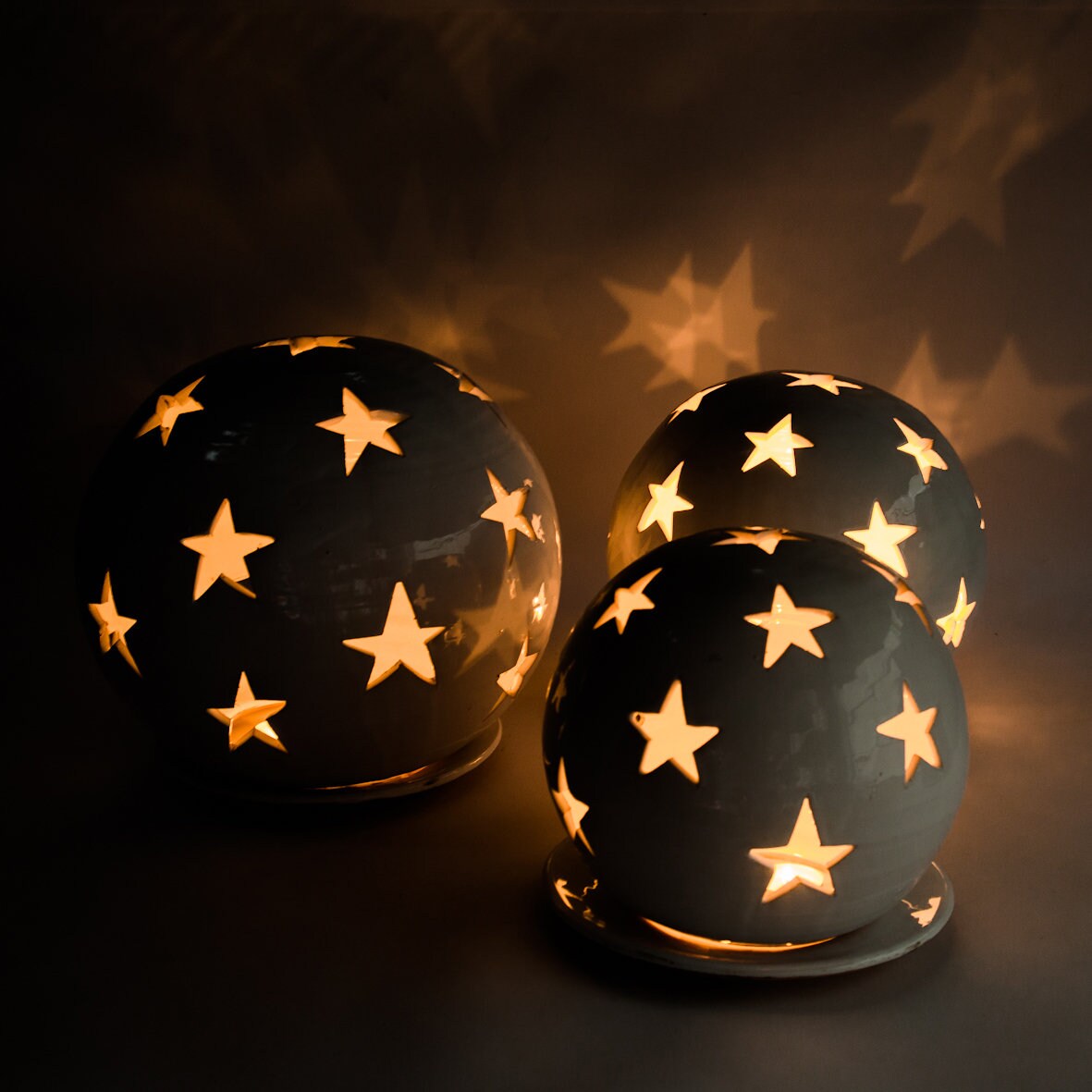 Handmade Terracotta Lanterns With Star Patterns From Tunisia in Various ...