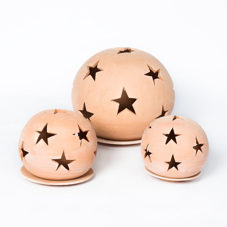 Handmade Terracotta Lanterns With Star Patterns From Tunisia in Various ...