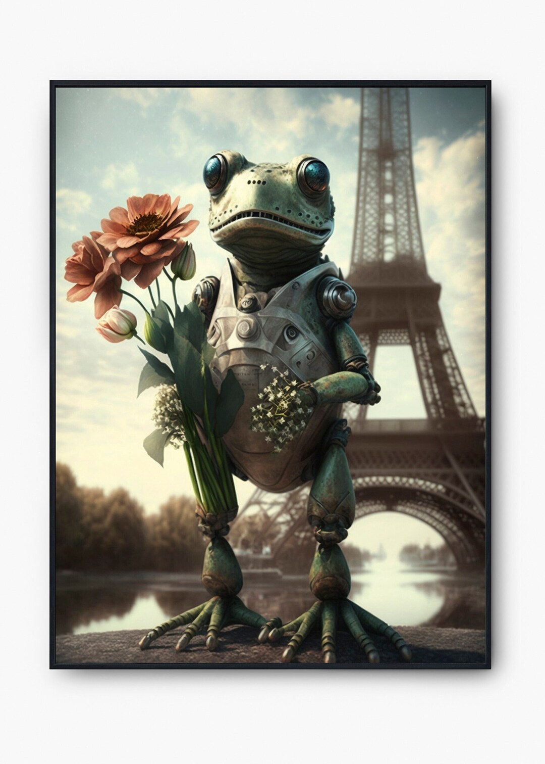 Frog Digital Poster Animal Flowers Art Abstract Wall Art Decoration ...