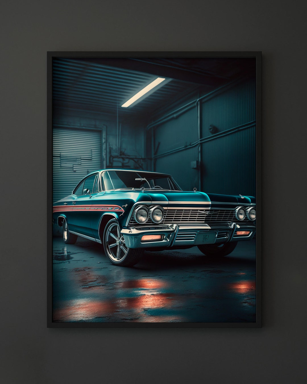 American Car, Chevrolet Impala Poster Car Cars Art Abstract Wall Art ...