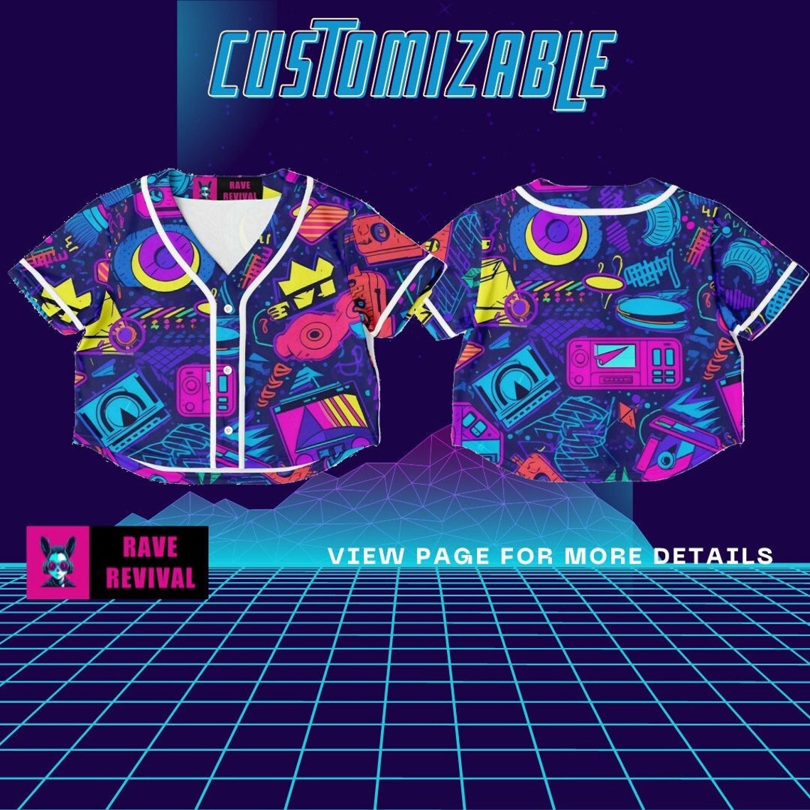 Rave Jersey Customizable Rave Jersey Crop Top Custom 90s Rave Womens ...