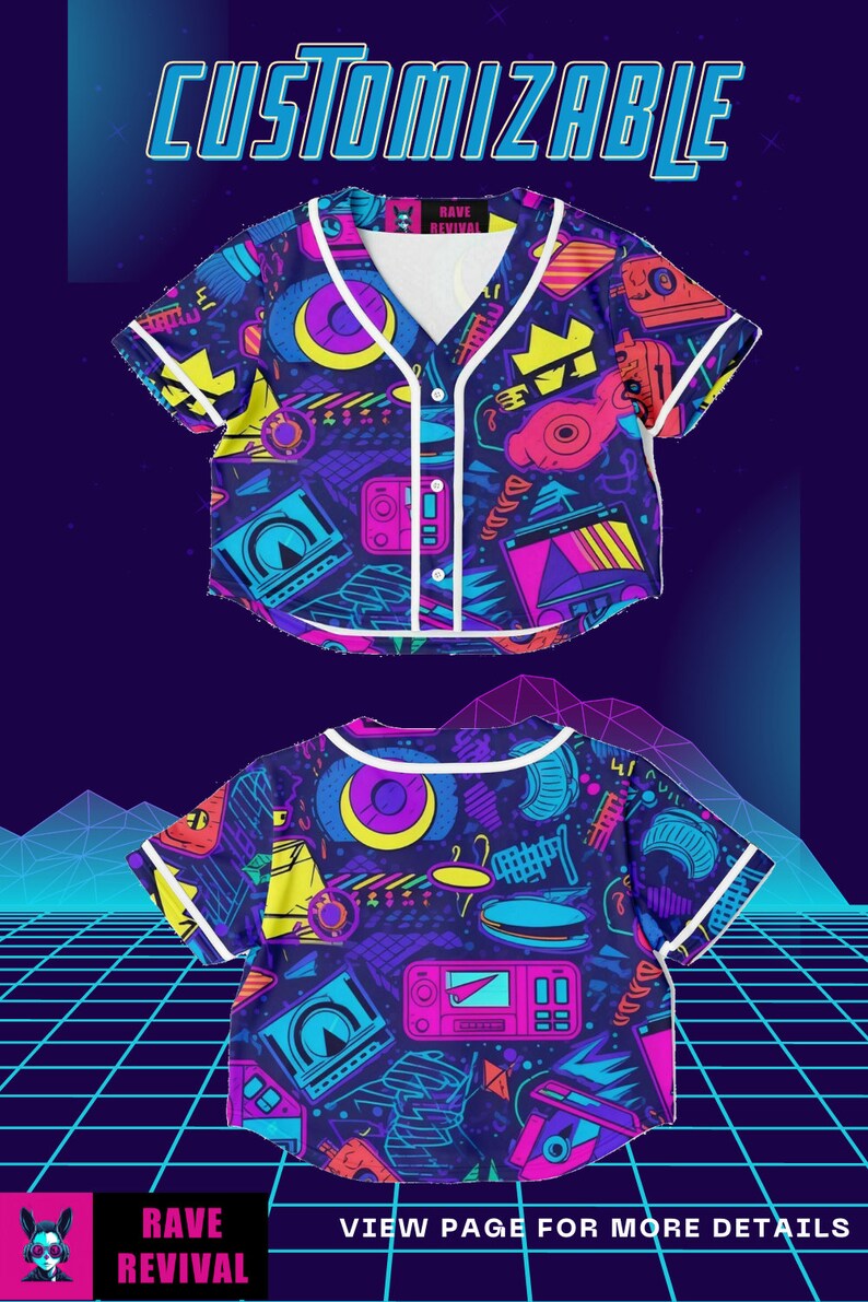 Rave Jersey Customizable Rave Jersey Crop Top Custom 90s Rave Womens ...