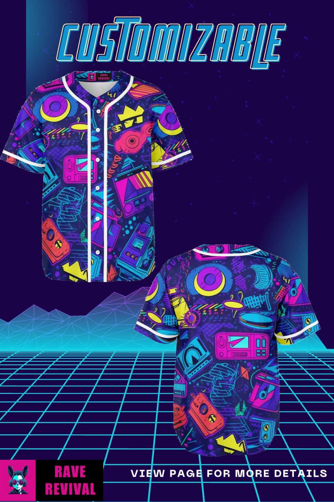 Rave Jersey Customizable 90s Rave Jersey Rave 1990 Outfit Customizable ...