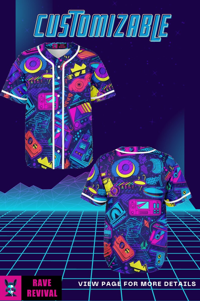 Rave Jersey Customizable 90s Rave Jersey Rave 1990 Outfit Customizable ...