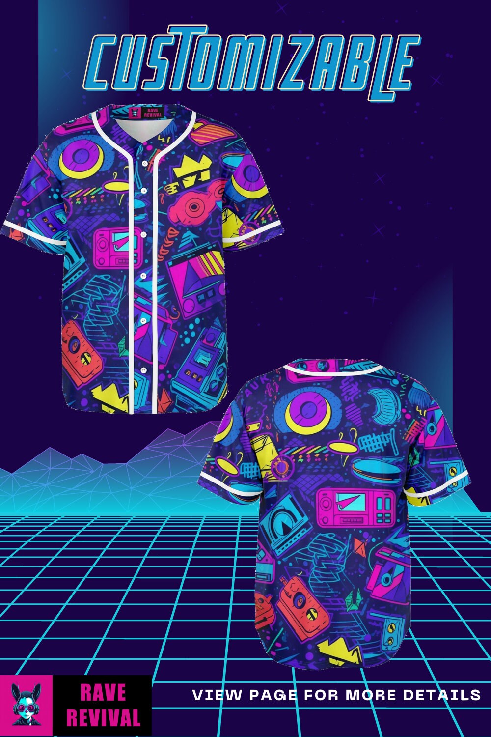 Rave Jersey Customizable 90s Rave Jersey Rave 1990 Outfit Customizable ...