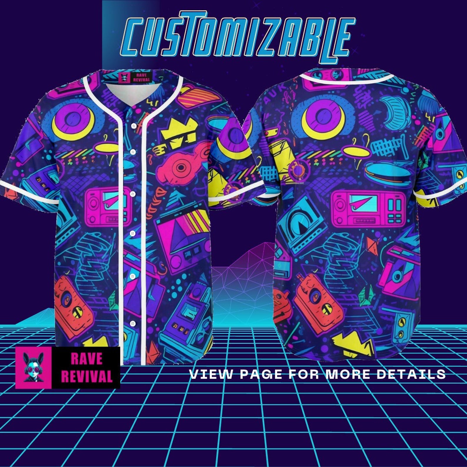 Rave Jersey Customizable 90s Rave Jersey Rave 1990 Outfit Customizable ...