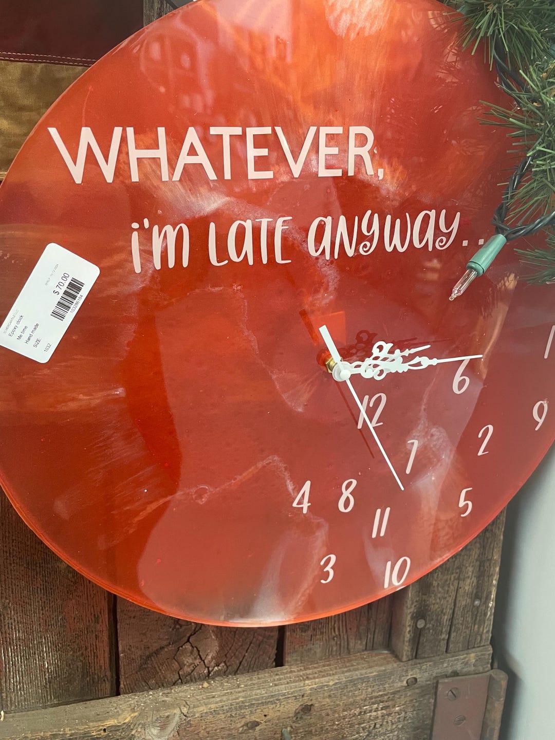 Whatever I’m Late Anyway Red White Epoxy Resin Clock Home Decor Wall ...