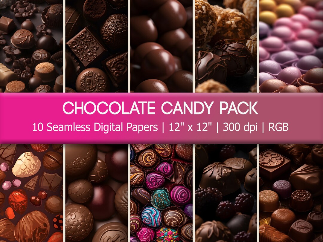 Delicious Chocolate Candy Seamless Digital Paper, Repeating Pattern ...