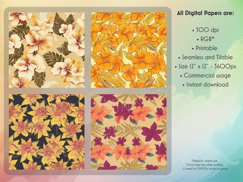 Pikake Hawaiian Flower Seamless Digital Paper Pack - 8 Pack, Floral ...