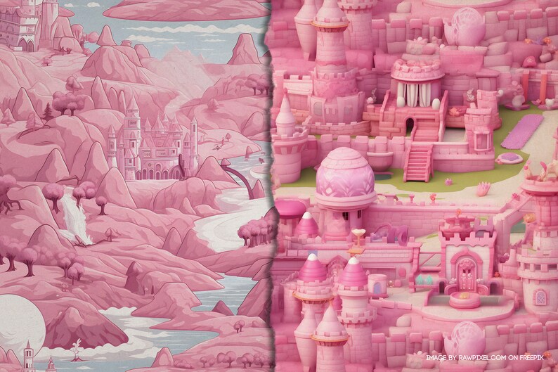 Barbie-inspired Pink Plastic Landscapes Pack - 12 Kitschy Digital Paper ...