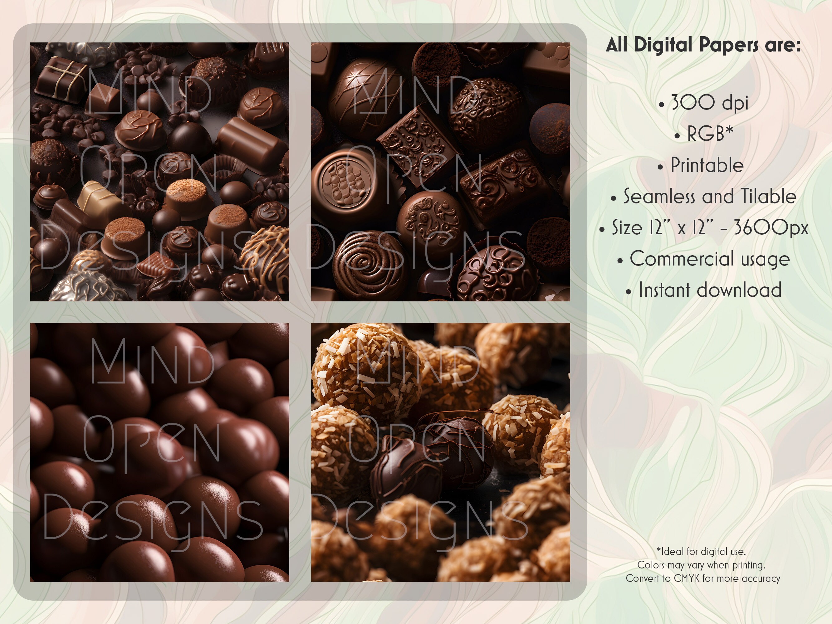 Delicious Chocolate Candy Seamless Digital Paper, Repeating Pattern ...