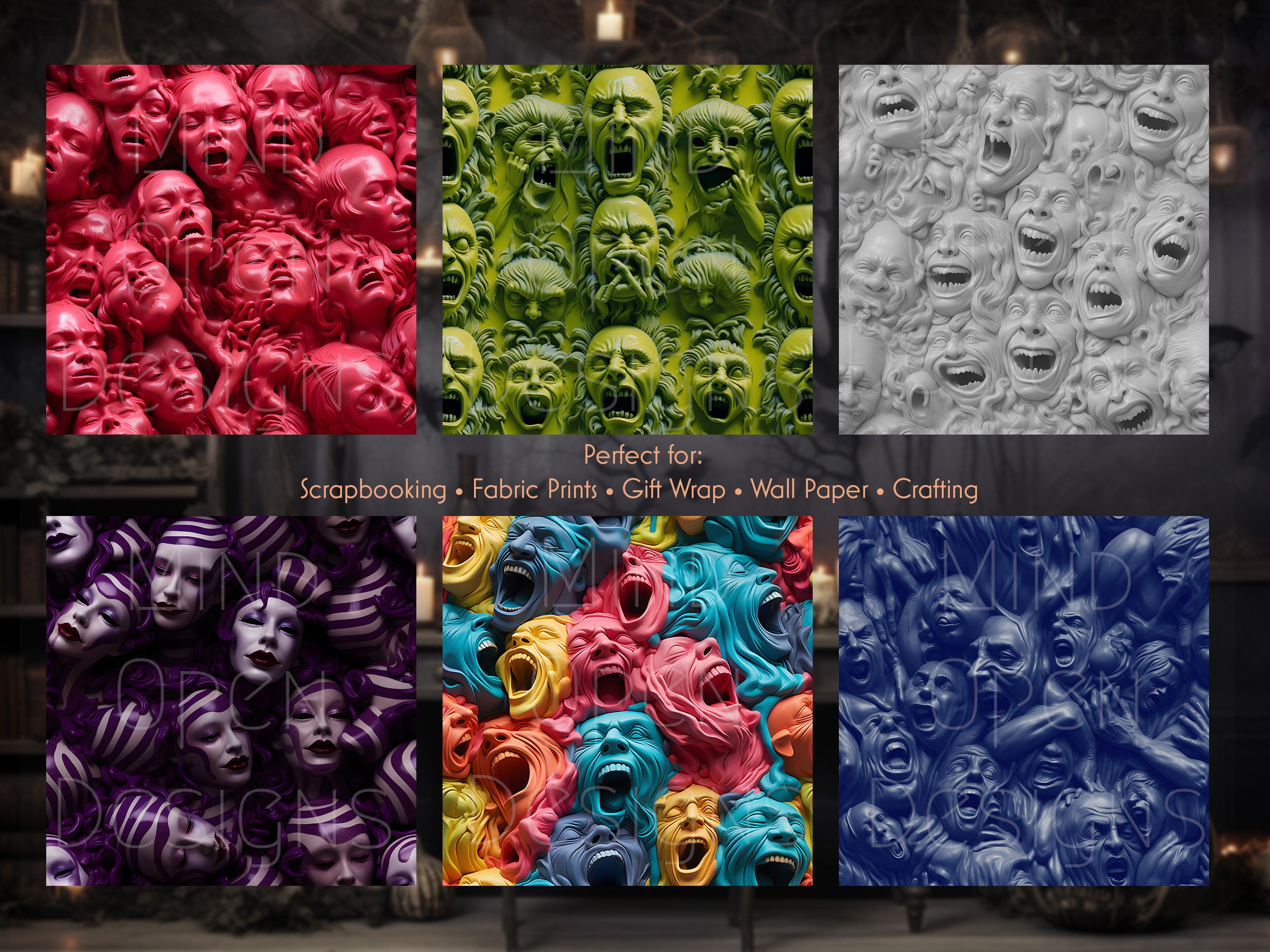 Scary Melting Wax Faces Pack 12 Haunting Macabre Seamless - Etsy