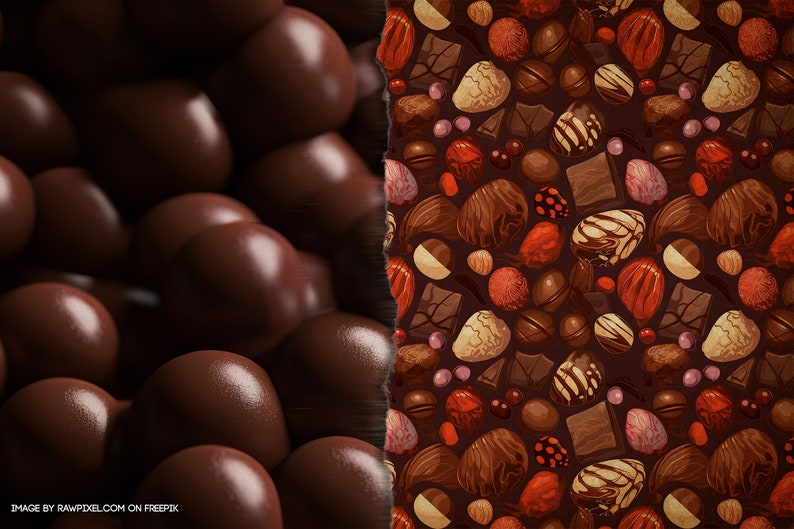 Delicious Chocolate Candy Seamless Digital Paper, Repeating Pattern, Tiling, Commercial Use ...