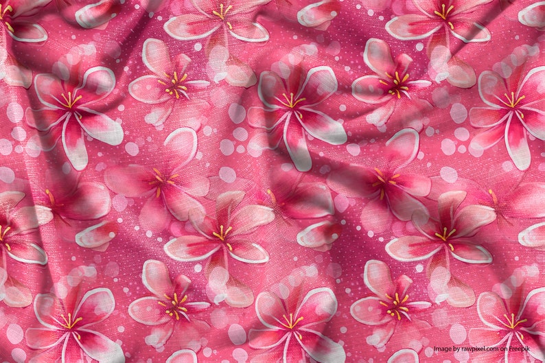 Pink Plumeria Seamless Digital Paper Pack, 6 Tropical Hawaiian Floral ...