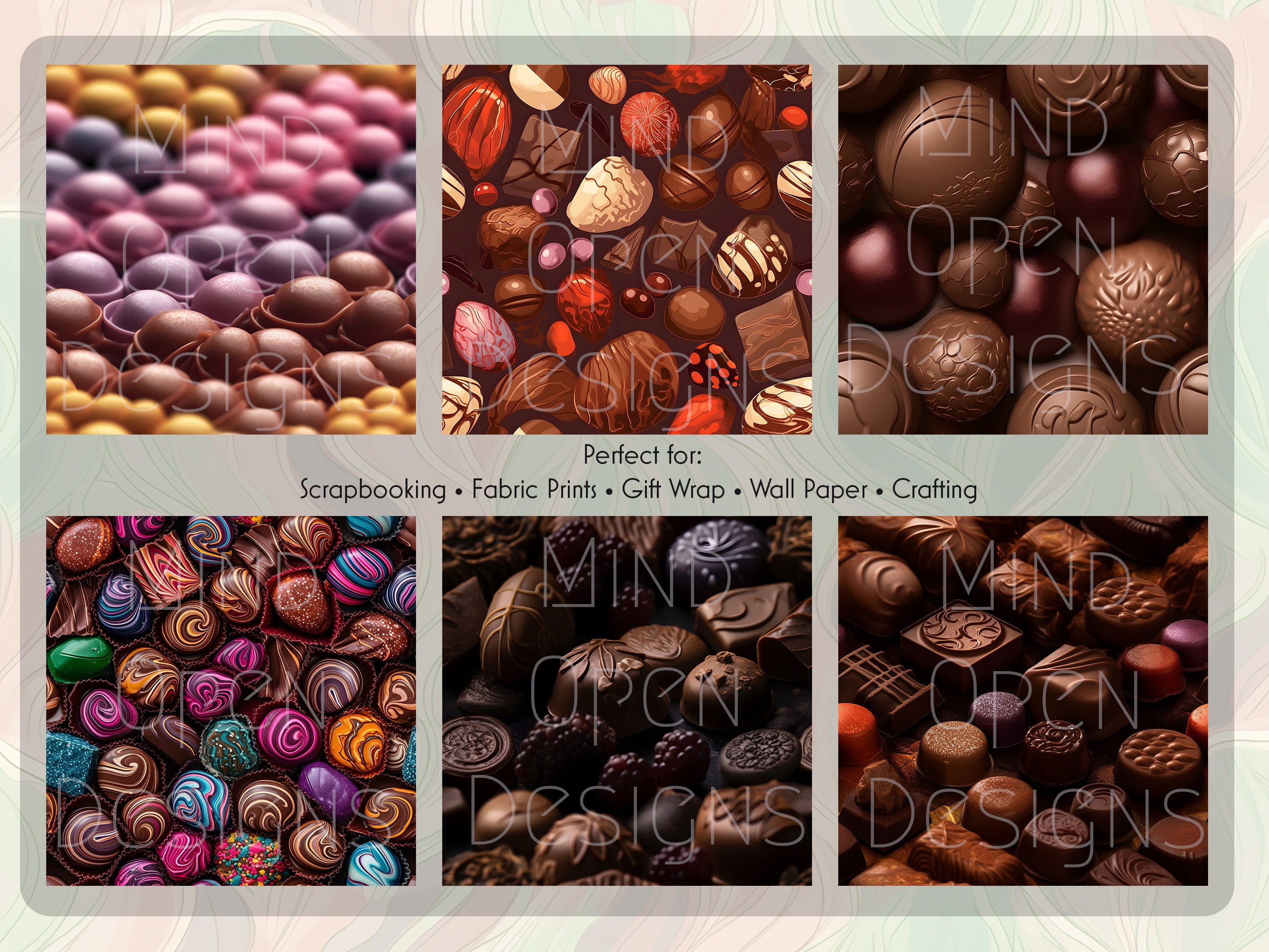 Delicious Chocolate Candy Seamless Digital Paper, Repeating Pattern ...