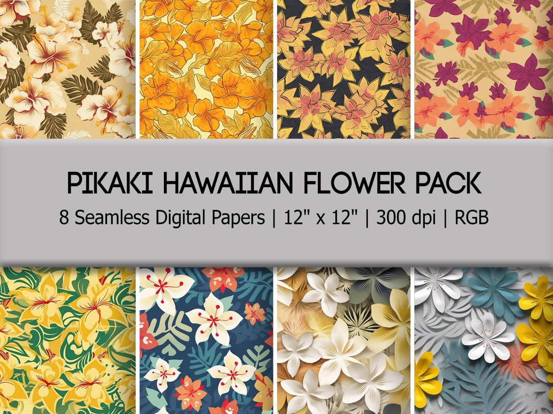 Pikake Hawaiian Flower Seamless Digital Paper Pack - 8 Pack, Floral ...