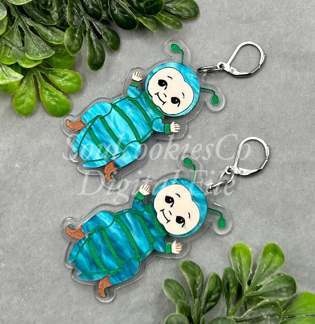 Glowforge Laser Kawaii Kitschy Kewpie Bug Layered Acrylic Earrings File Digital Download SVG - Etsy