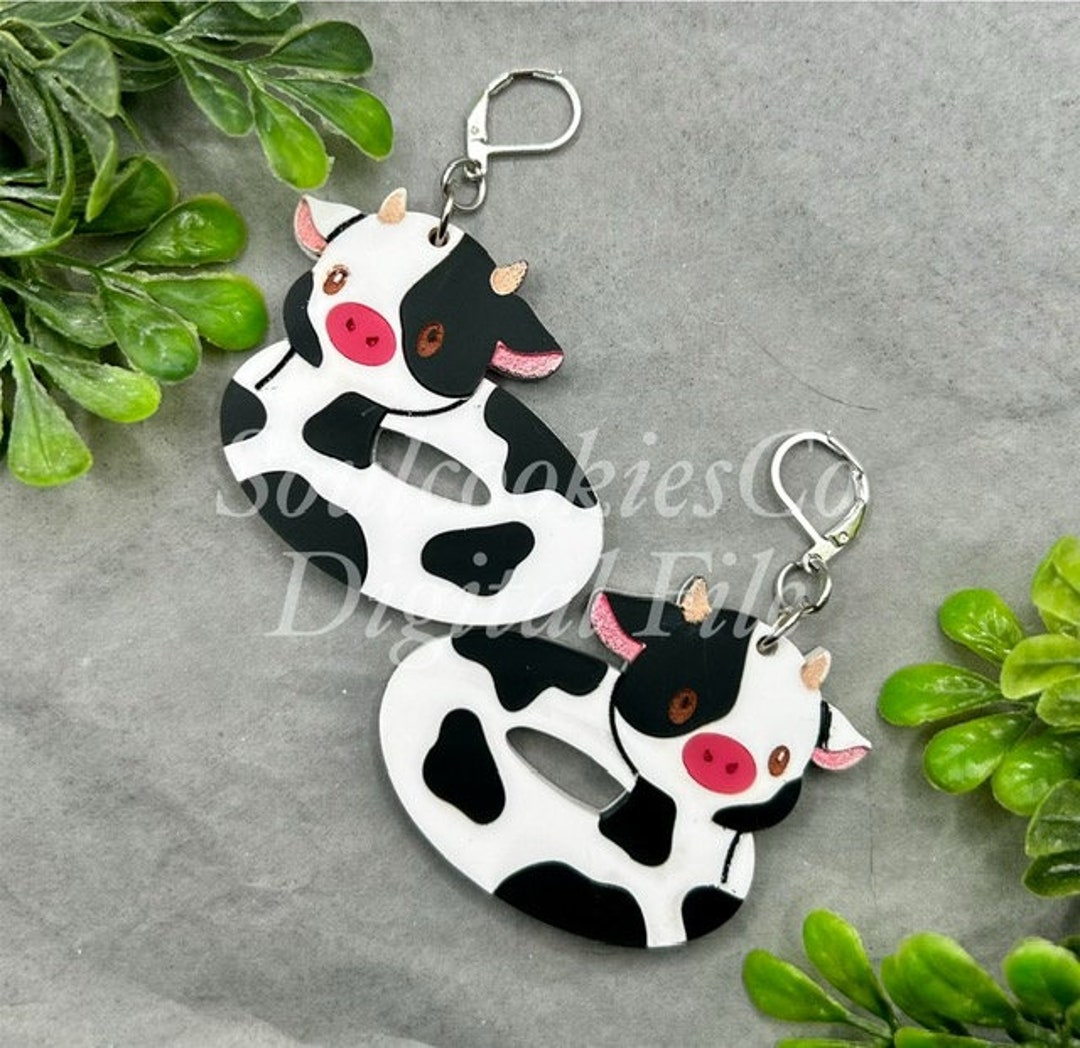 Glowforge Summer Cow Pool Floatie Multi Layer Acrylic Earrings File ...