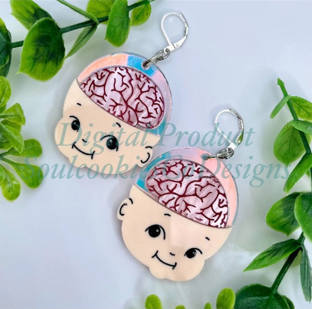 Glowforge Laser Kawaii Kitschy Crazy Brain Kewpie Layered Acrylic ...