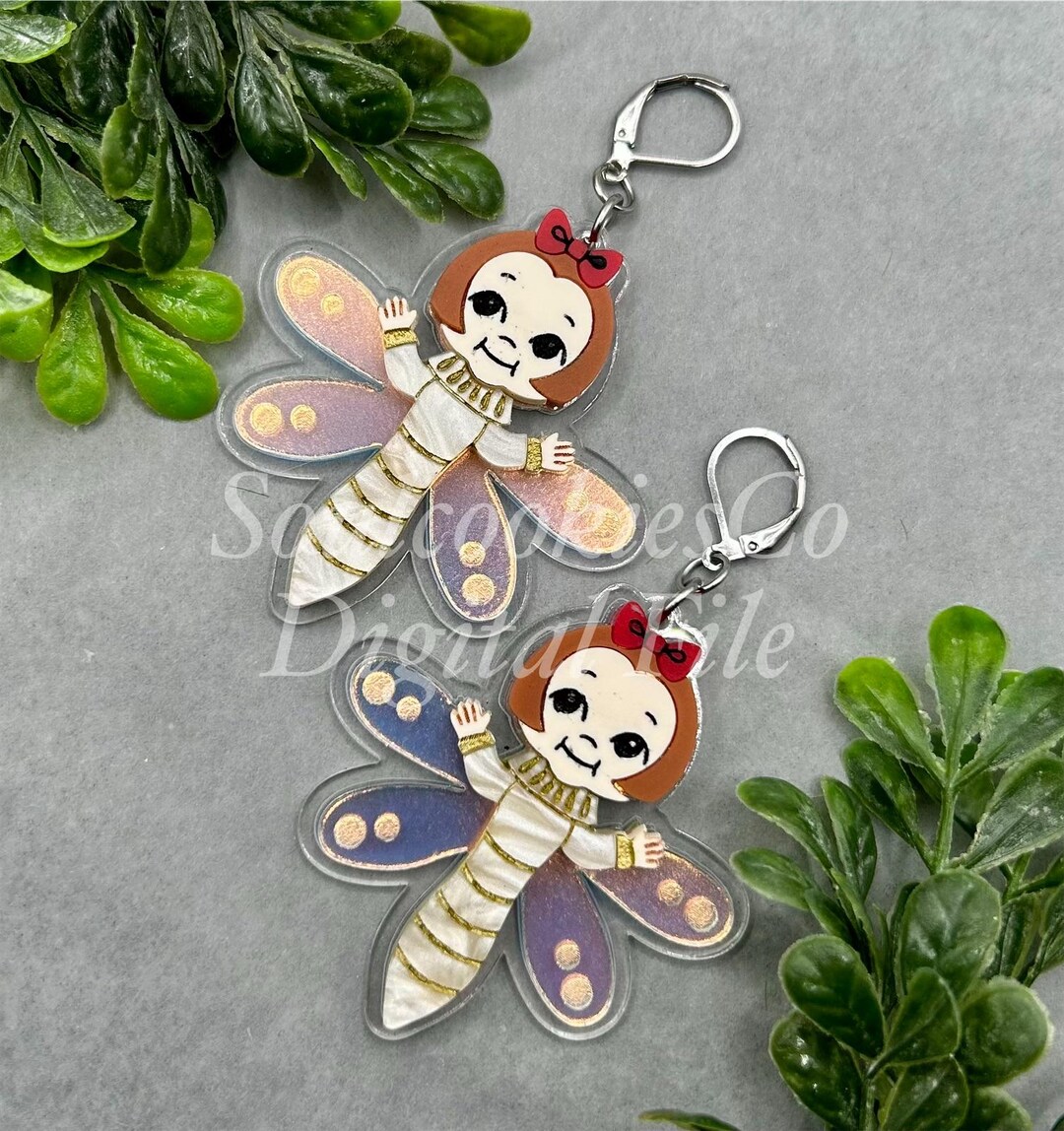 Glowforge Laser Kawaii Kitschy Kewpie Bug Layered Acrylic Earrings File Digital Download SVG - Etsy