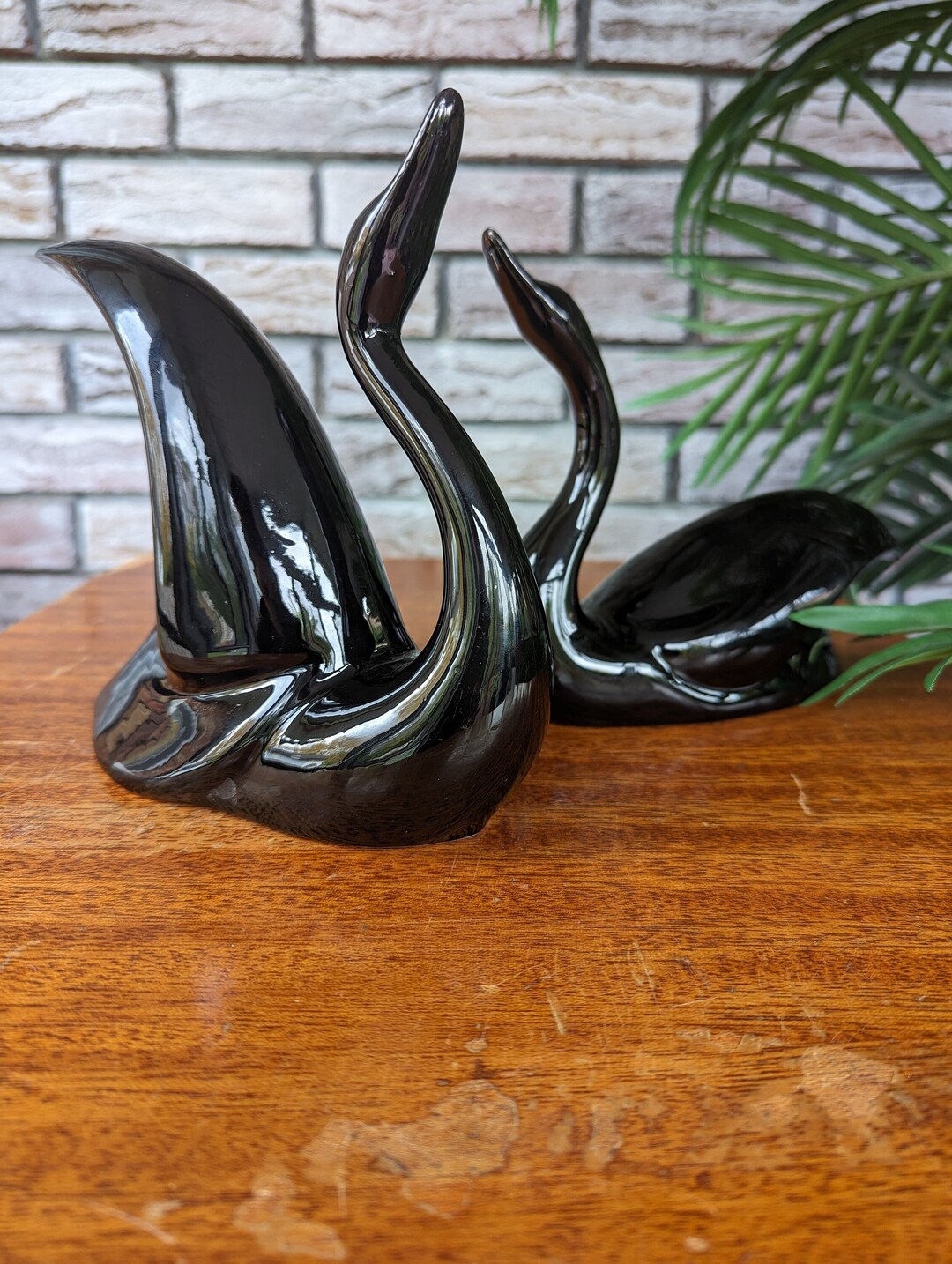Art Deco Pair of Black Ceramic Swans - Etsy